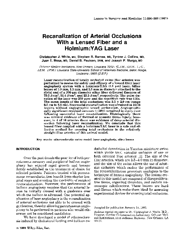 (PDF) Recanalization of arterial occlusions with a lensed fiber and a ...