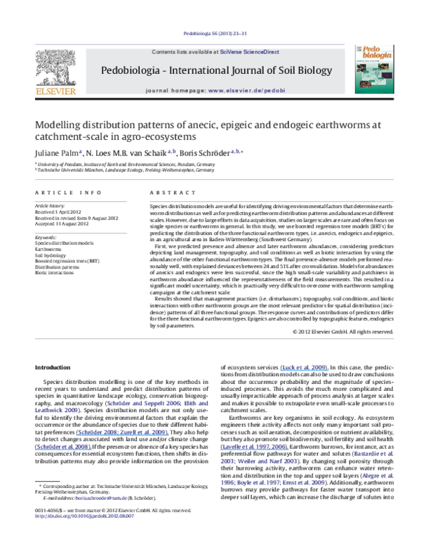 (PDF) Modelling distribution patterns of anecic, epigeic and endogeic ...