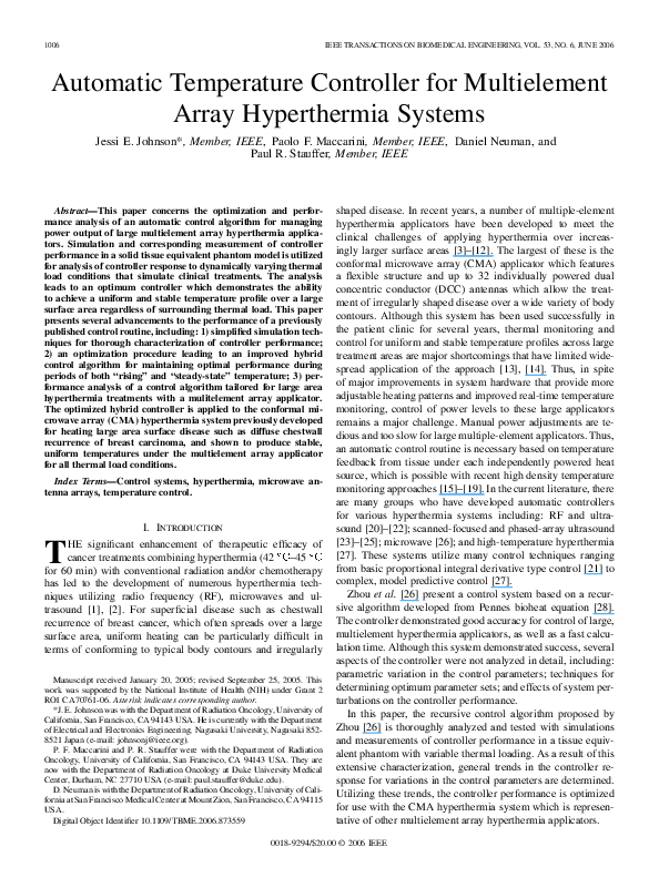 (PDF) Automatic Temperature Controller for Multielement Array Hyperthermia Systems