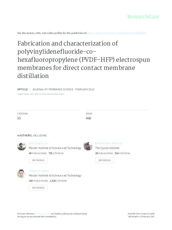 (PDF) Fabrication and characterization of polyvinylidenefluoride-co-hexafluoropropylene (PVDF ...