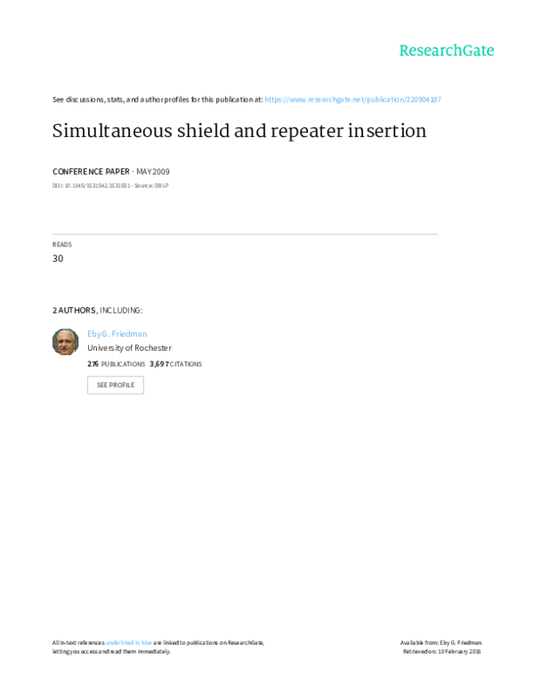 (PDF) Simultaneous shield and repeater insertion