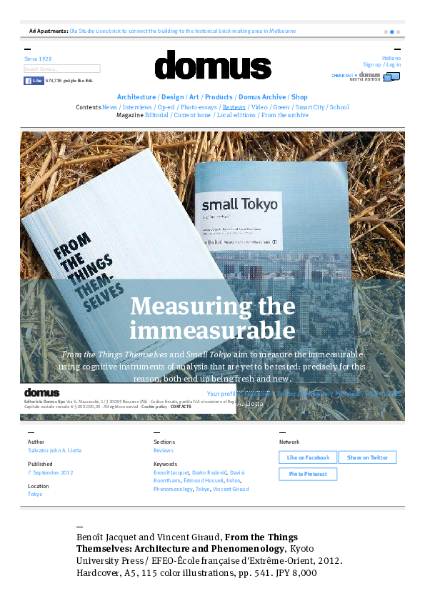 (PDF) Measuring the immeasurable. From the Things Themselves and Small ...