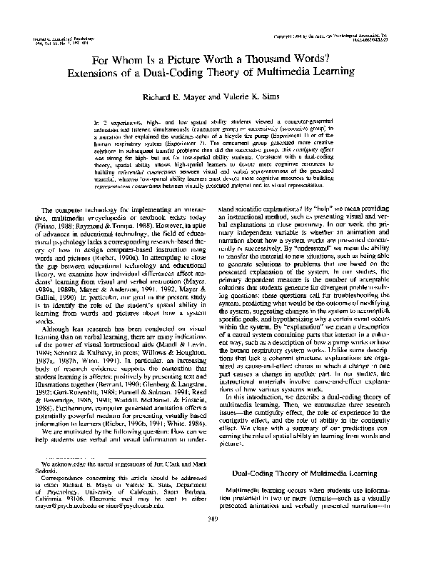 (PDF) For Whom Is a Picture Worth a Thousand Words?: Extensions of a ...