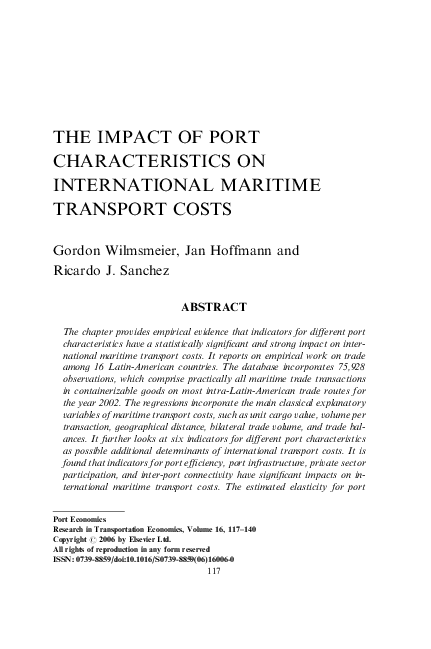 (PDF) The Impact of Port Characteristics on International Maritime ...