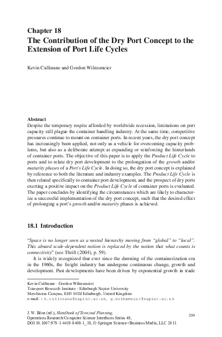 (PDF) The Contribution of the Dry Port Concept to the Extension of Port ...