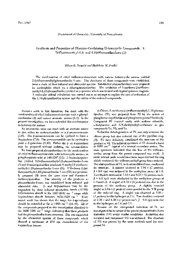 (PDF) Synthesis and properties of fluorine-containing heterocyclic ...