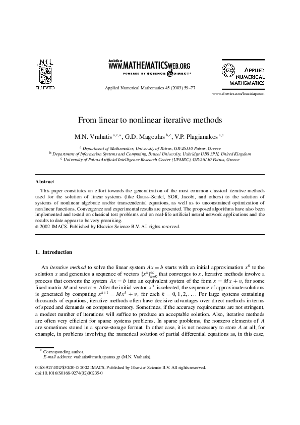 (PDF) From linear to nonlinear iterative methods