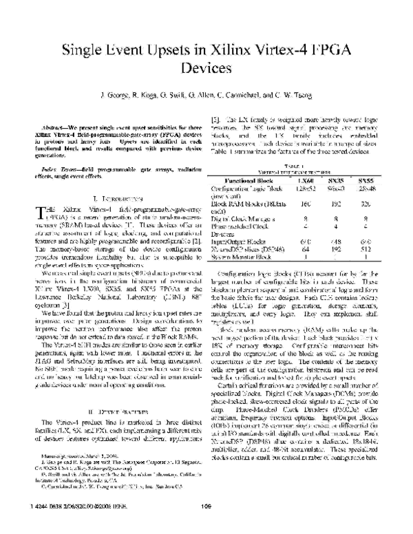 Pdf Single Event Upsets In Xilinx Virtex 4 Fpga Devices