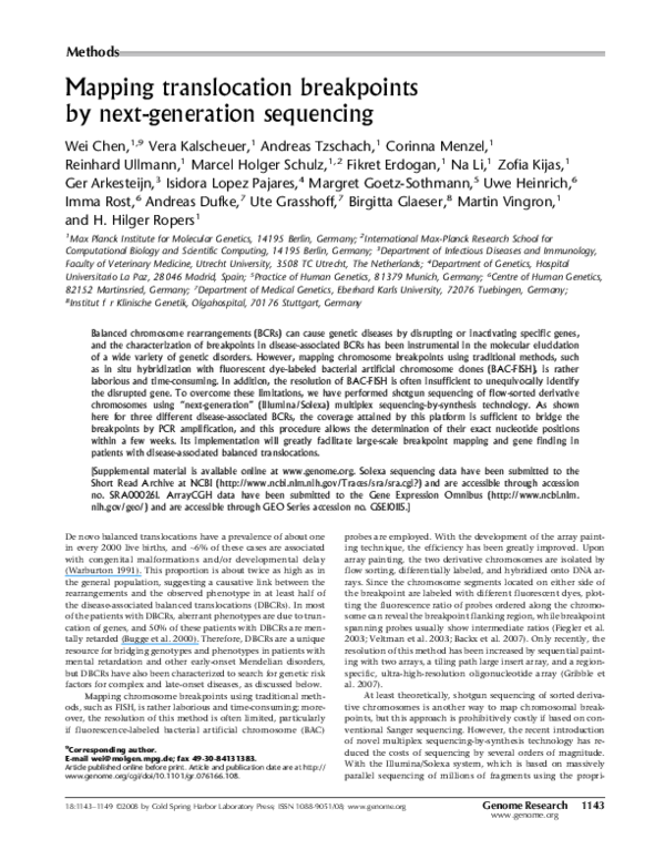 (PDF) Mapping translocation breakpoints by next-generation sequencing