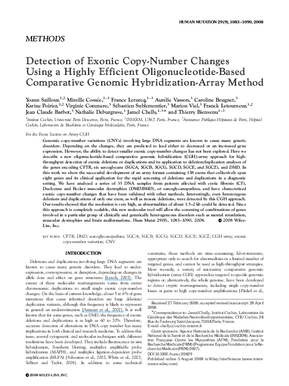 (PDF) Detection of exonic copy-number changes using a highly efficient oligonucleotide-based ...