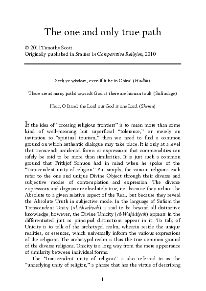 (PDF) The one and only true path