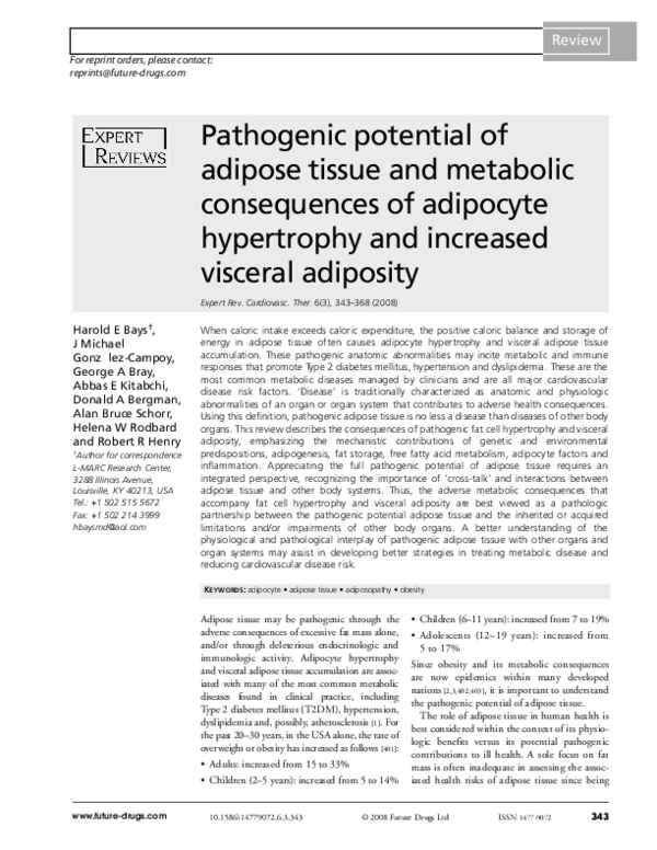 (PDF) Pathogenic potential of adipose tissue and metabolic consequences ...