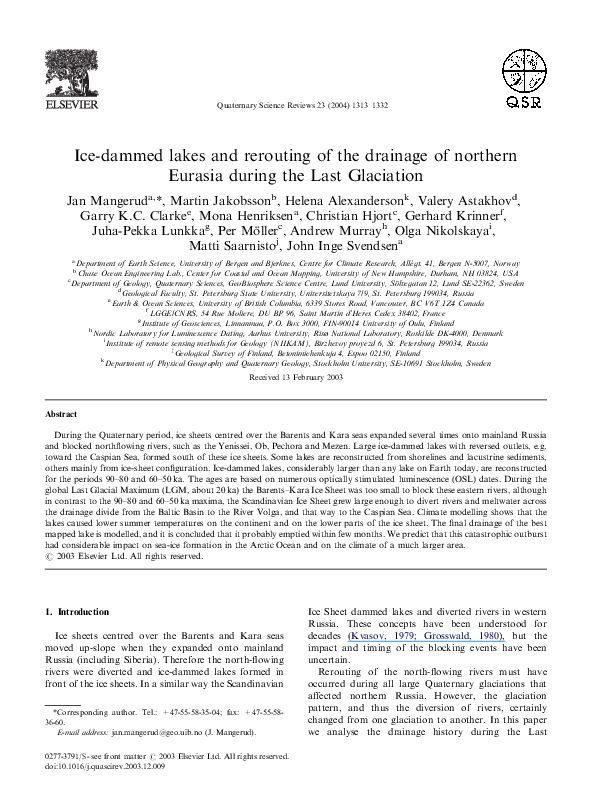 (PDF) Ice-dammed lakes and rerouting of the drainage of northern ...