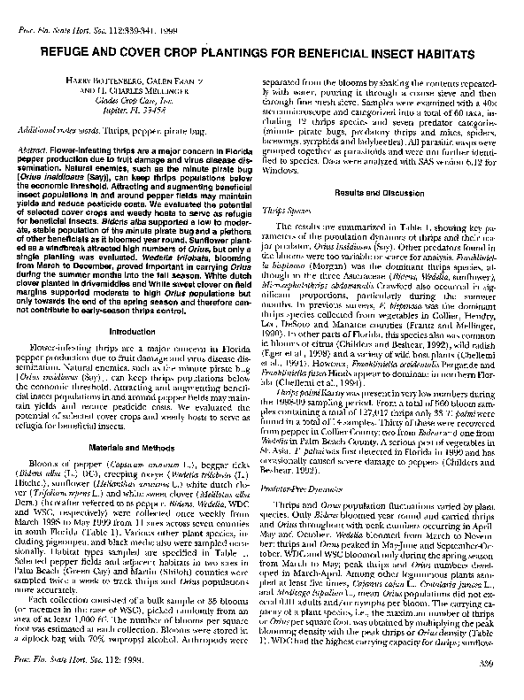 (PDF) Refuge and cover crop plantings for beneficial insect habitats