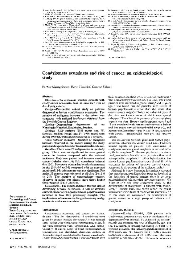 (PDF) Condylomata acuminata and risk of cancer