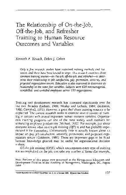 (PDF) The relationship of on-the-job, off-the-job, and refresher ...