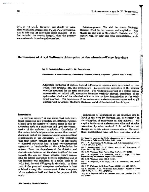 (PDF) Mechanisms of Alkyl Sulfonate Adsorption at the Alumina-Water ...