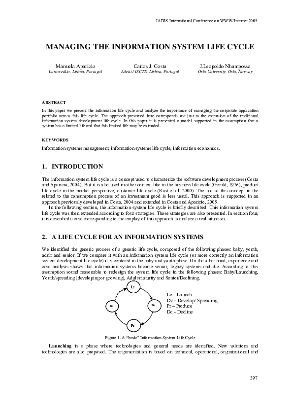 (PDF) Managing the Information System Life Cycle