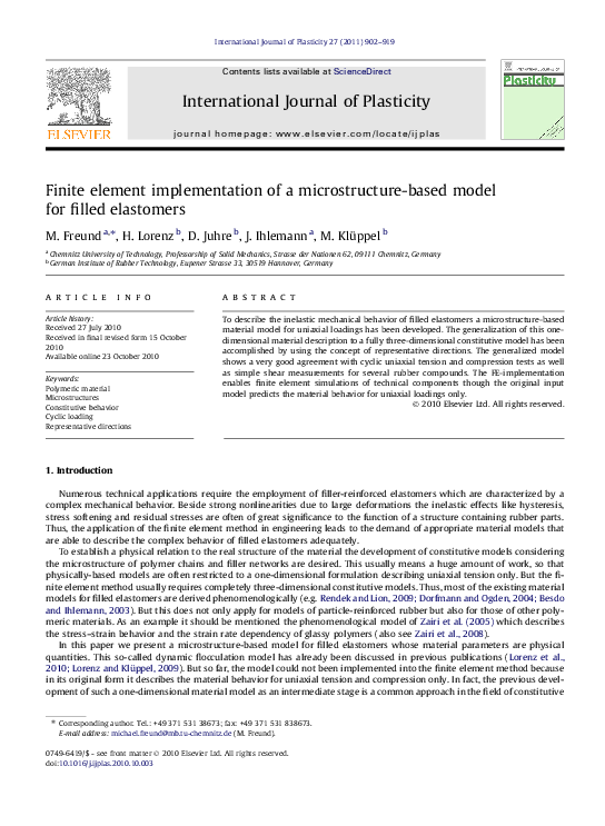 Pdf Finite Element Implementation Of A Microstructure Based Model For