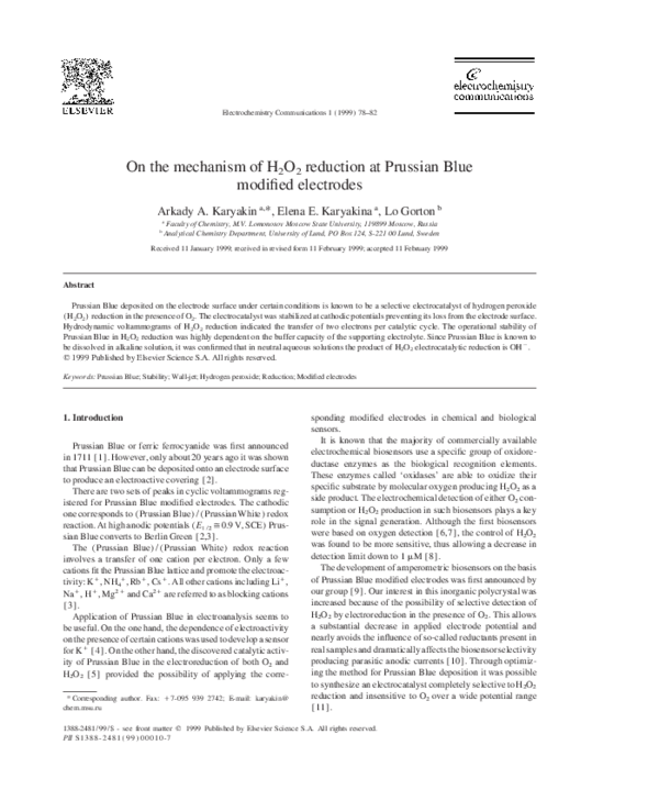 (PDF) On the mechanism of H2O2 reduction at Prussian Blue modified ...