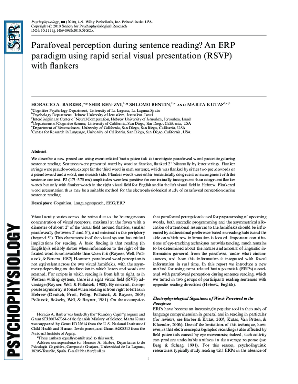 (PDF) Parafoveal perception during sentence reading? An ERP paradigm ...