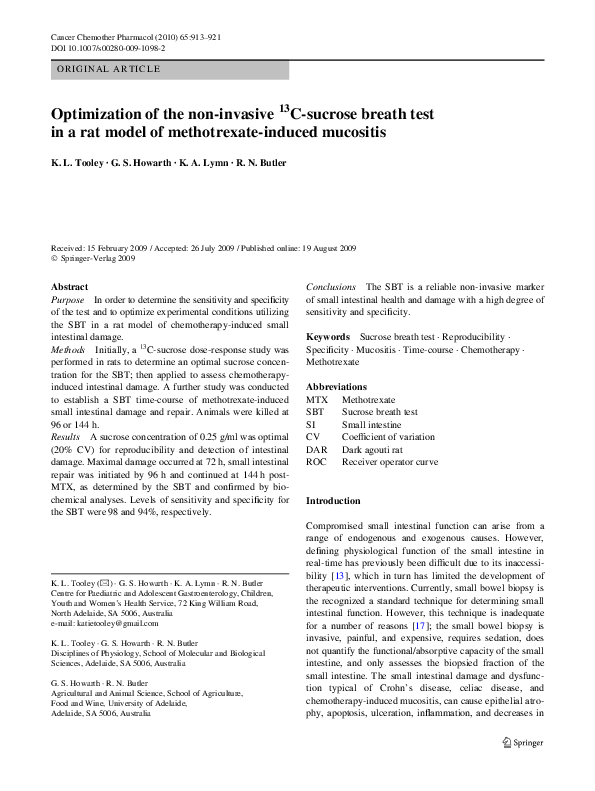 (PDF) Optimization of the non-invasive 13C-sucrose breath test in a rat ...