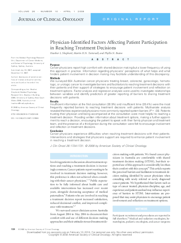 (PDF) Physician-Identified Factors Affecting Patient Participation in ...