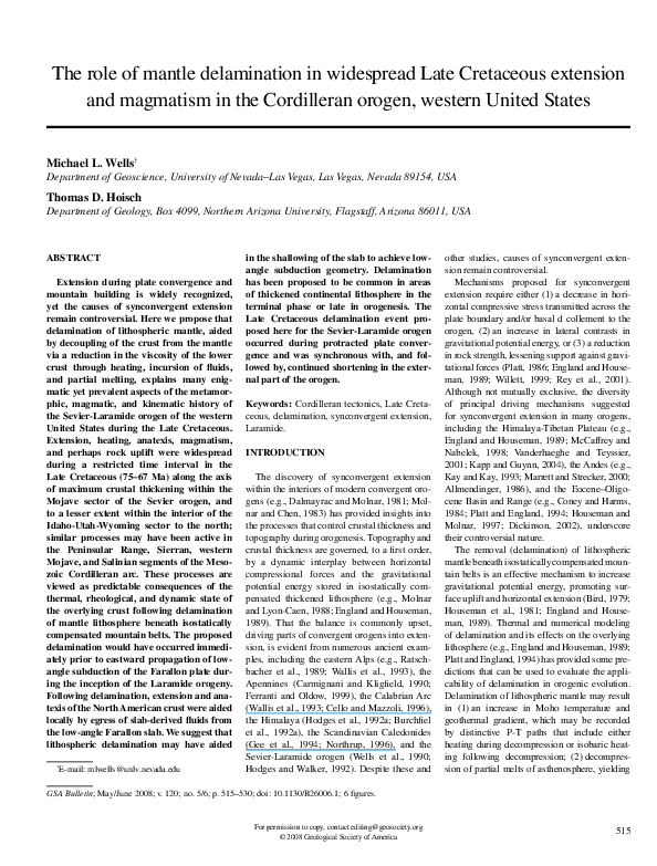 (PDF) The role of mantle delamination in widespread Late Cretaceous ...