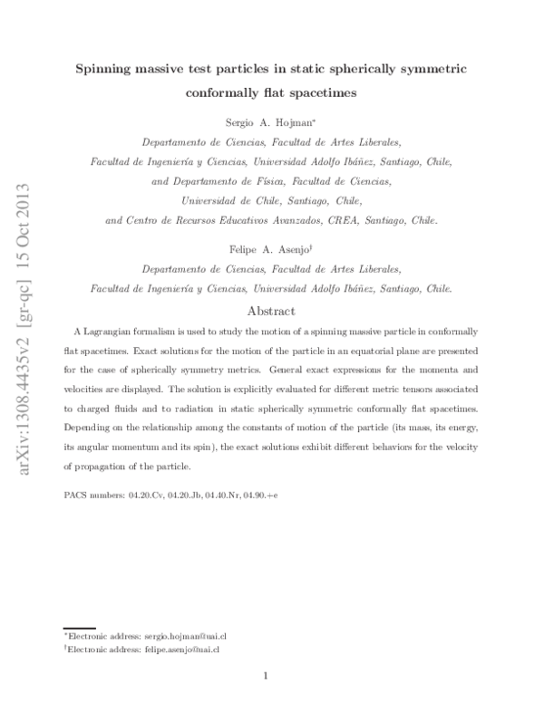 Pdf Spinning Massive Test Particles In Static Spherically Symmetric