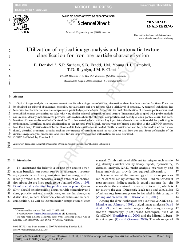 (PDF) Utilization of optical image analysis and automatic texture ...