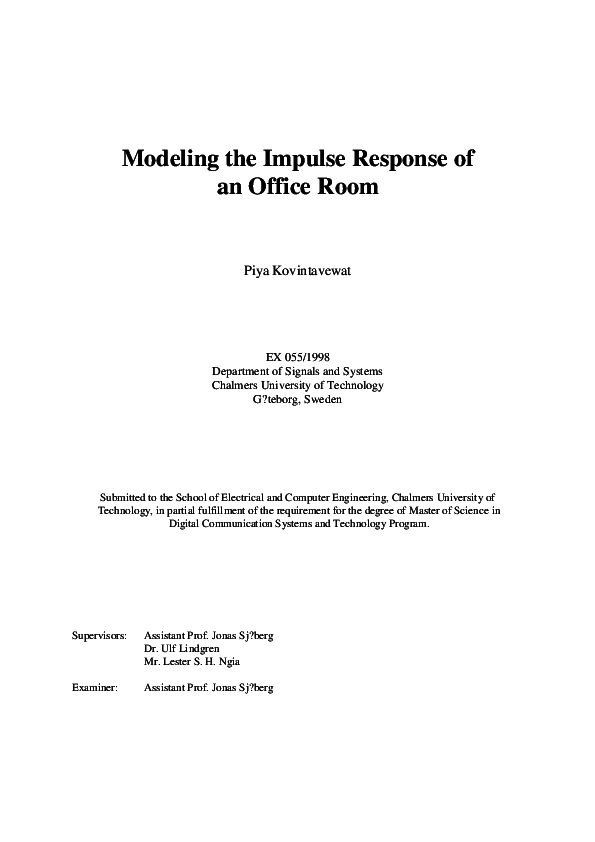 (PDF) Modeling the Impulse Response of an Office Room