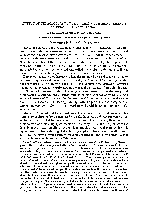 (PDF) Effect of tetrodotoxin on the early outward currents in perfused giant axons