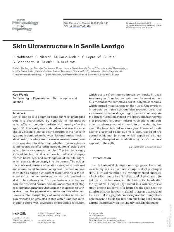 (PDF) Skin Ultrastructure in Senile Lentigo