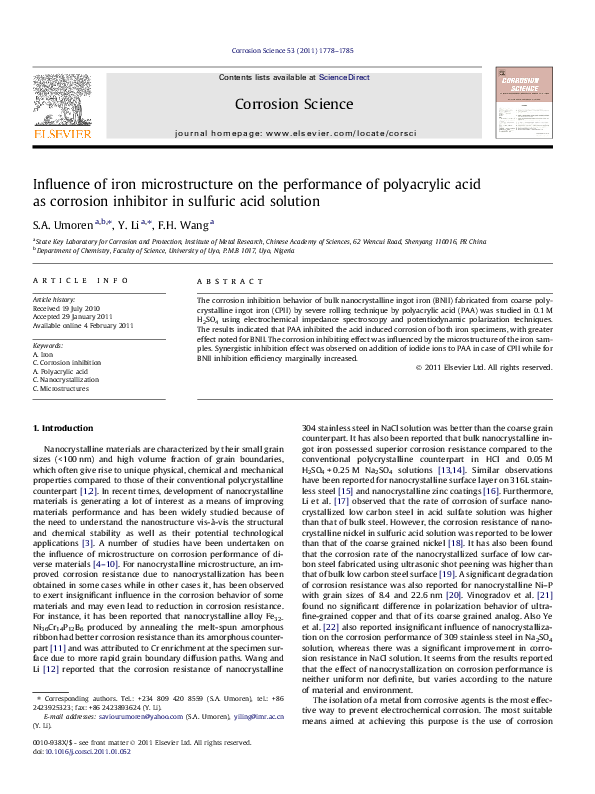 (PDF) Influence of iron microstructure on the performance of ...