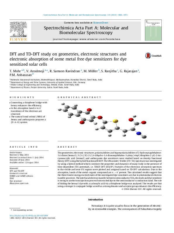 (PDF) DFT and TD-DFT study on geometries, electronic structures and ...