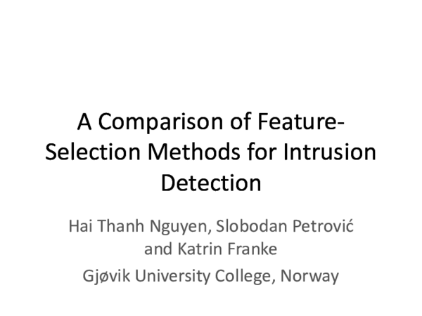 (PDF) A Comparison of Feature-Selection Methods for Intrusion Detection