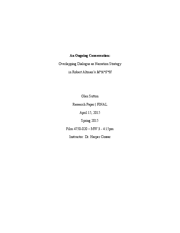 (PDF) An Ongoing Conversation: Overlapping Dialogue as Narration Strategy