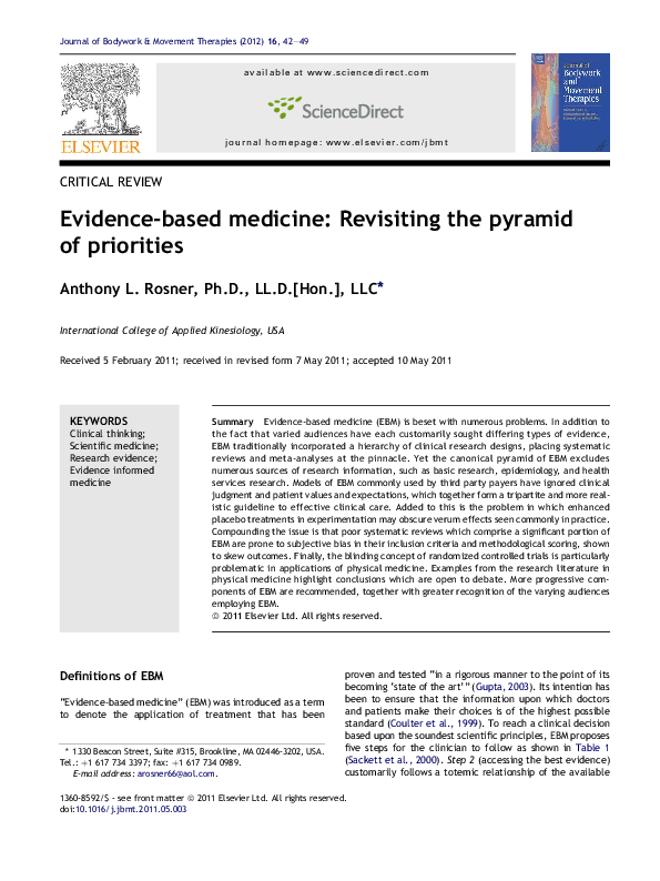 (PDF) Evidence-based medicine: Revisiting the pyramid of priorities