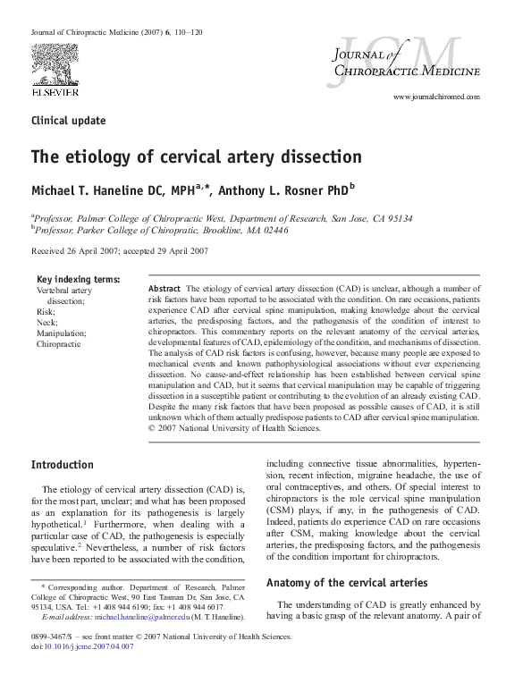 (PDF) The etiology of cervical artery dissection | Anthony Rosner ...