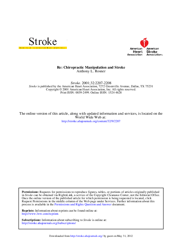 (PDF) Chiropractic manipulation and stroke | Anthony Rosner - Academia.edu