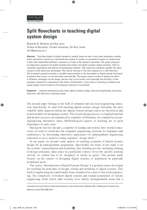 (PDF) Split flowcharts in teaching digital system design | Ilya Levin ...