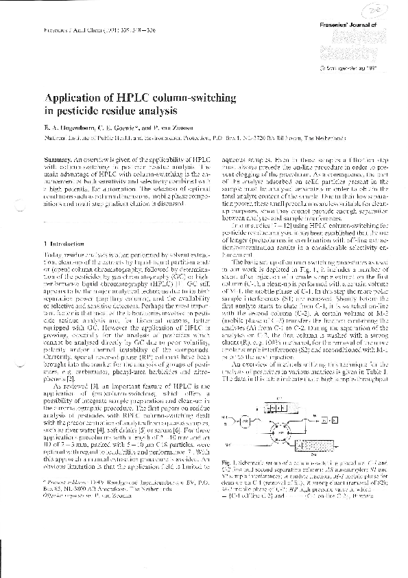 (PDF) Application of HPLC column-switching in pesticide residue ...