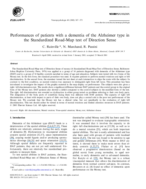 (PDF) Performances of patients with a dementia of the Alzheimer type in ...