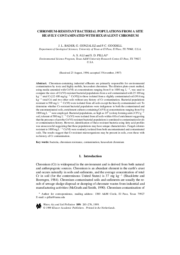 (PDF) Chromium-resistant bacterial populations from a site heavily ...