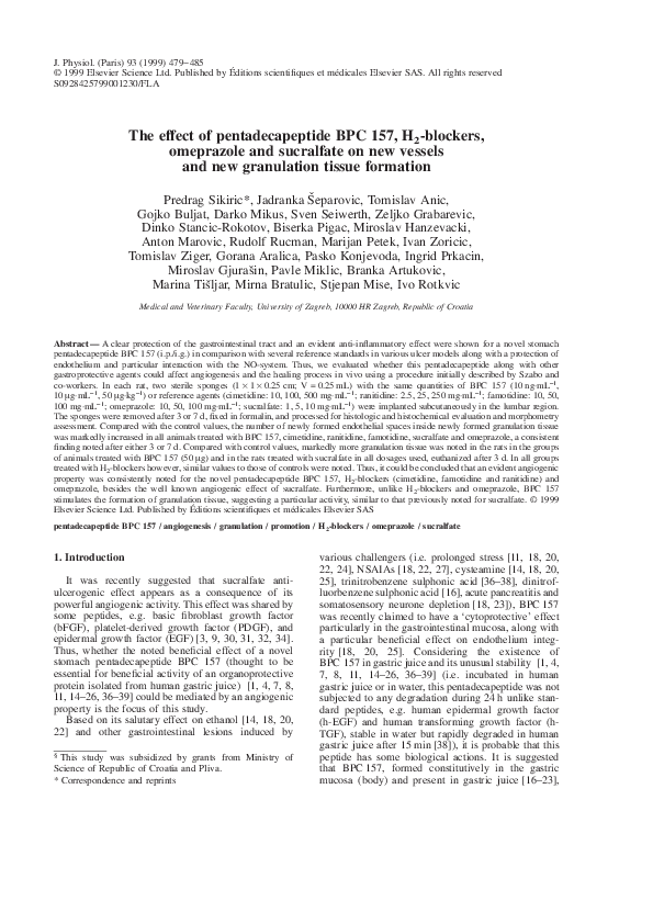 (PDF) The effect of pentadecapeptide BPC 157, H2-blockers, omeprazole ...