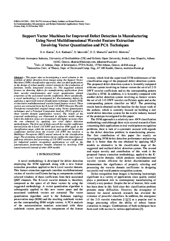 Pdf Support Vector Machines For Improved Defect Detection In Manufacturing Using Novel
