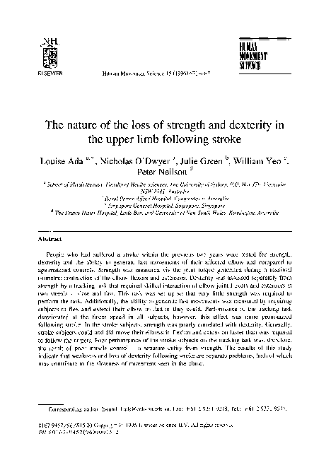 (PDF) The nature of the loss of strength and dexterity in the upper ...