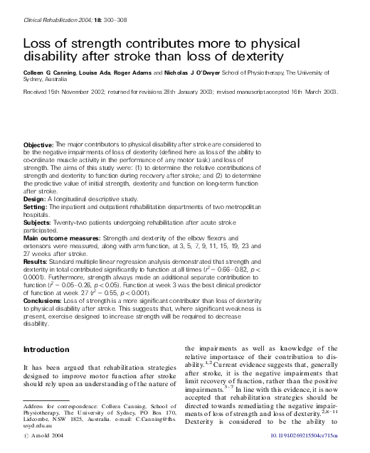 (PDF) Loss of strength contributes more to physical disability after ...