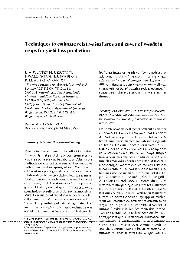 (PDF) Techniques to estimate relative leaf area and cover of weeds in ...