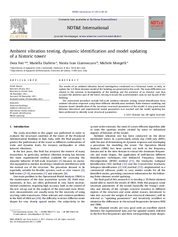 (PDF) Ambient vibration testing, dynamic identification and model ...